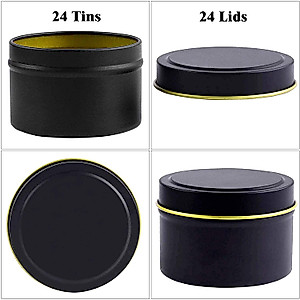 Edamame Candle Tin 24 Pcs,8oz,Candle Containers,Candle Jars for Candle Making,Arts&Crafts,Storage&More -Black