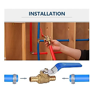 Brass Hose Barb Ball Valve Kit-4Pcs 3/4" Ball Valve,PEX Brass Full Port Shut-off Ball Valve,Quarter Turn HOT (RED) COLD (BLUE) of Water Stop Shut off (4 pack Ball Valves 3/4)