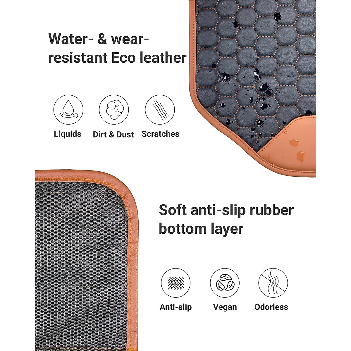 Owleys Premium Leather Car Seat Protector for Back Seat - Back Seat Cover for Kids - Car Kick Mat - Back of Seat Protector for Kids Feet Car Seat Back Protector - 1 Pc Hexy