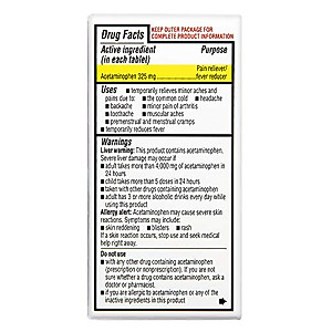 Rite Aid Regular Strength Pain Relief Acetaminophen, 325mg - 100 Tablets | Pain Reliever and Fever Reducer | Joint Pain Relief | Muscle Pain Relief | Arthritis Pain Relief | Back Pain Relief Products