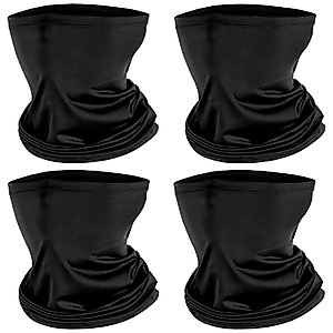 COOLZU 4 Pack Neck Gaiter Face Mask : Balaclava Mask & Bandana Headband for Men Women (Black)