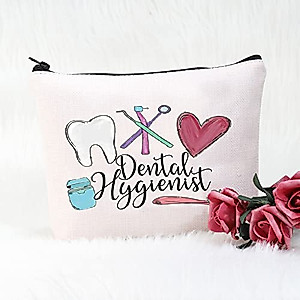POFULL Dental Hygiene School Student Make Up Bag Dental Assistant Gift Dental Graduation Zipper Pouch Bag RDH Gift (Dental Hygienist bag)
