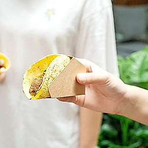 Restaurantware Bio Tek Kraft Paper Small Taco Holder - Greaseproof - 4" x 1 1/4" x 2 1/4" - 200 count box