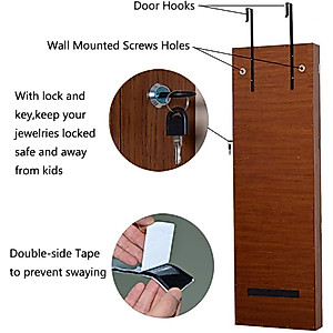 Brefhome Jewelry Armoir, Brown Wood Full Length Mirror Jewelry Cabinet with Storage, Necklace Organizer, Hanging Jewelry Holder Organizer Box