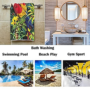 Tropical Parrot Macaw Butterfly Wildlife Jungle Hand Towels Soft Absorbent Spring Summer Bath Towel Multipurpose Bathroom Towel for Hand,Face,Gym,Sports and Spa Home Decor, 16x30 in