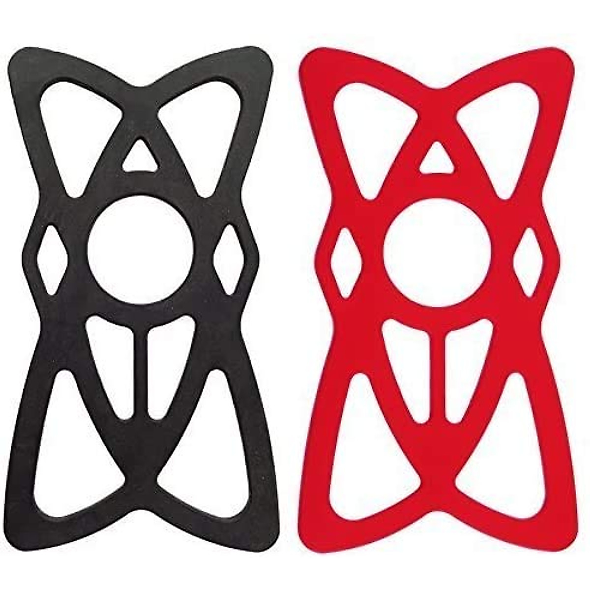 NALAKUVARA Phone Mount X Holder Grip Tether Rubber Strap Silicone Security Bands - Universal Motorcycle Bike Phone Mount Accessories Replacement Parts - Elastic X Web Grip (2 Black & 2 Red) 4 Pack