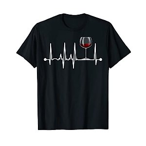 Wine Heartbeat Wine Drinker Lover Tasting Gift Wine Glass T-Shirt