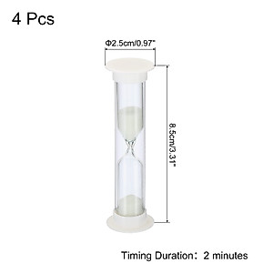 PATIKIL 2 Minute Sand Timer, 4Pcs Small Sandy Clock with Plastic Cover, Count Down Sand Glass for Games, Kitchen, Party Favors DIY Decoration, White