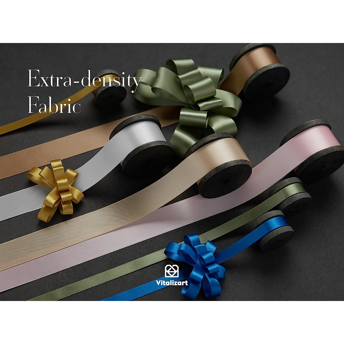 Vitalizart Satin Ribbon 3/8 Inch Double Faced Silk Like Thin Ribbon for Gift Wrapping Bouquet Hair Wedding Christmas Decoration 30 Yards