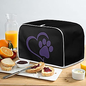 SEANATIVE Toaster Cover 4 Slice, Purple Dog Paw Heart Style Bread Toaster Oven Dustproof Cover Fingerprint Protector