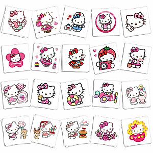 40pcs Temporary Tattoos for Kids, Hello Kitty Birthday Party Supplies,Kitty Party Favors Fake Tattoos Stickers,Birthday Decorations Party Game Activities Reward Gifts