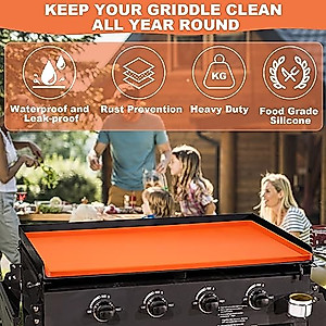 Griddle Mat Silicone for Blackstone 28 Inch Griddle, Food Grade Silicone Griddle Buddy Mat Cover, Heavy Duty Reusable Griddle Top Protector for All Season Outdoor, Extend Service Life - Orange