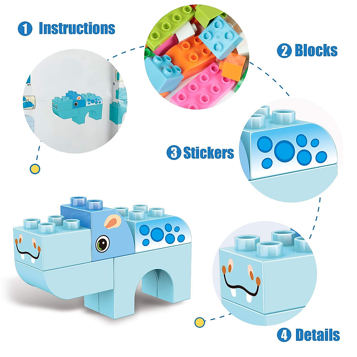 Animals Building Blocks Set, 122 Pieces Animal Building Toy Kit with Storage Box for Kids Ages 3 4 5 6 Years, Creative STEM Educational Preschool Toys for Toddlers Boys Girls Christmas Birthday Gift