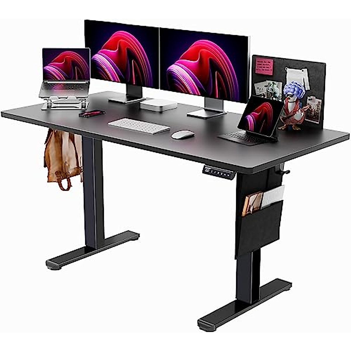 ErGear Adjustable 55'' Height Electric Standing Desk with Storage Bag Single Monitor Mount