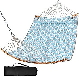 SUNCREAT Outdoor Tree Hammock for 2 Person, 450 lbs Capacity, Two Person Patio Hammock for Outdoor, Patio, Backyard, Garden, Green Drops