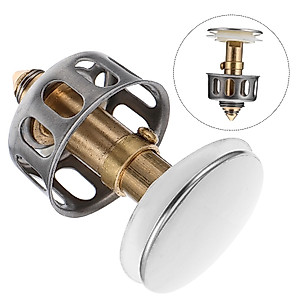 Housoutil 2pcs Drain Filter Bathtub Drain Stopper Sink Strainer Bathtub Drain Plug Clogged Bathroom Sink Stopper No Overflow Sink Stopper Drain Hair Catcher Basin Stainless Steel Combination