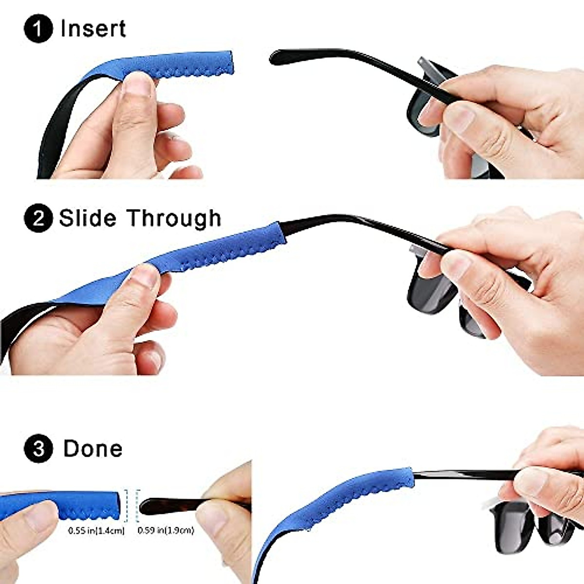 YIKATO [Length Upgrade] 6 Pack Neoprene Glasses and Sunglasses Strap, Anti Slip Sports Eyewear Retainer Holder Strap (Multicolor-6pcs)