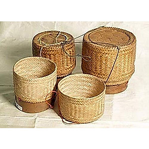 THAI - LAO kitchen bamboo basket kratib sticky rice cooker amp steamer handmade 5 pcs