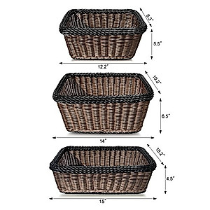 Colorbasket 02348 Rectangular Storage Basket, Dishwasher Safe, Shelf Storage, Hand Woven, Set of 6, White and Black