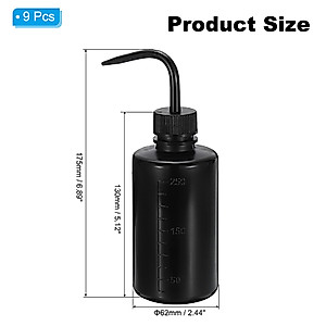 PATIKIL 250ml Wash Bottle, 9pcs Plastic Squeeze Bottle Narrow Mouth Bottle Watering Tools Foam Bottle for Green Soap Cleaning Washing Irrigation, Black