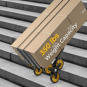 S AFSTAR Stair Climbing Cart, Heavy-Duty 350 lbs Capacity Stair Dolly for Stairs, Folding Trolley Cart with Telescoping Handle & Rubber Wheels, Portable Stair Climber Cart for Groceries Warehouse