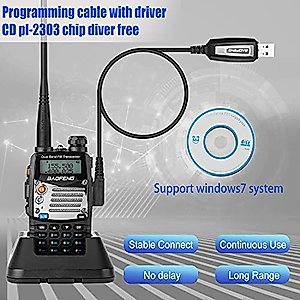 BAOFENG UV-5R Pro Ham Radio Handheld Walkie Talkies UHF VHF Dual Band 2-Way Radio Full Kit with an Extra 3800mAh Battery, Earpiece and Programming Cable (2 Pack)