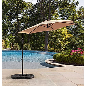 Amazon Basics HDPE Round Fan-Shaped Hanging Umbrella Base for Patio – Black