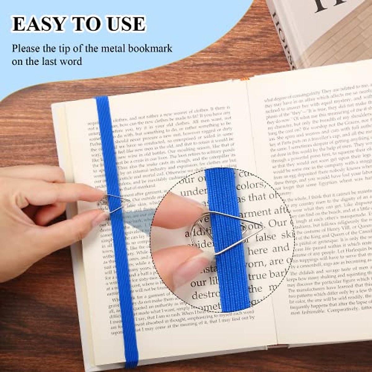 42 Pcs Elastic Bookmarks Set Multi Color Elastic Rope Bands Planner Bookmarks Include 30 Pcs Stainless Steel Teardrop Paper Clips and 12 Pcs Elastic Bands for Women Office School Reader (Retro Color)