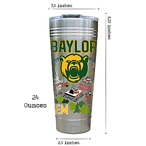 Catstudio Baylor University Collegiate Thermal Tumbler | Triple Wall Insulation With Non Slip Bottom | Great College Travel Cup for Water, Coffee, Tea, or Smoothies