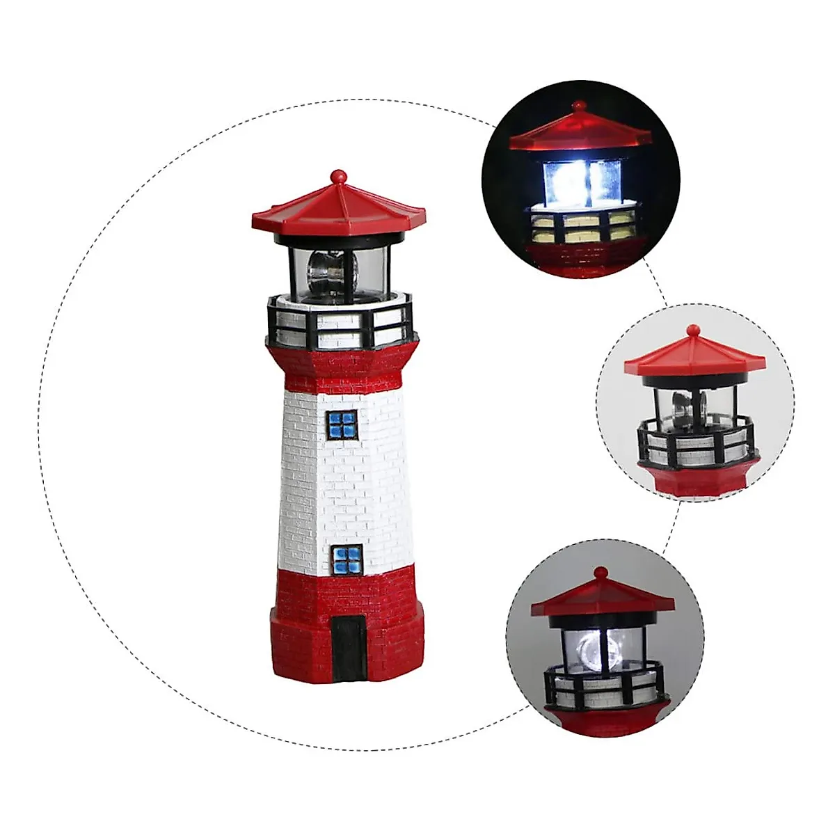 Abaodam 1Pc Solar Rotating Light Patio Lamps Outdoor Outside Patio Light Outdoor Patio lamp Garden Lighthouse Rotating Lighthouse Light Outdoor LED Solar Lights Revolving Light Shine Resin