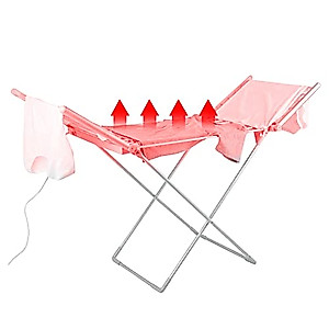 PHASFBJ Multifunctional Foldable 45-55℃ Constant Temperature Electric Heated Drier Clothes Airer Hanger Shoes Drying Rack with Waterproof Power Switch for Laundry Room, School