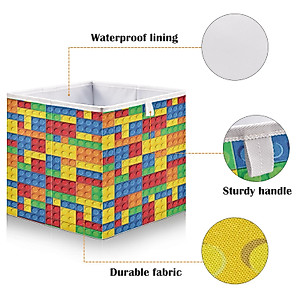 QUGRL Colorful Red Yellow Cube Storage Bins Organizer Blue Orange Clothes Storage Basket Box for Shelves Closet Cabinet Office Dorm Bedroom 11x11 in