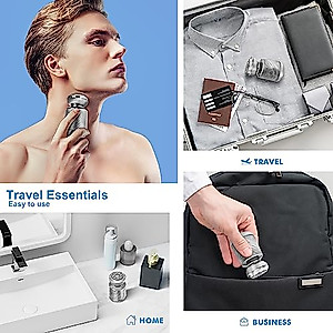 Ufree Mini Shaver Travel Razor, Pocket Portable Electric Shaves for Men Face, Mini Electric Razor for Men, IPX7 Waterproof Rotary Shaver Razor, Beard Trimmer for Men, Mens Grooming Kit, Gifts for Men