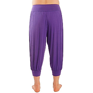 LKXHarleya Women Modal Harem Yoga Pants Loose Casual Fold Over Pilates Capri Pants Yoga Pants