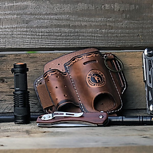 Tourbon Leather EDC Pouch for Belt Multitool Sheath Folding Knife Pocket Tool Organizer with Flashlight Holster Pen Holder