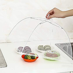 Pop-Up Mesh Screen Food Cover Tent Umbrella, SPANLA 8 Pack Food Cover Net for Outdoors, Screen Tents, Parties Picnics, BBQs, Reusable and Collapsible Reusable and Collapsible,17 Inches