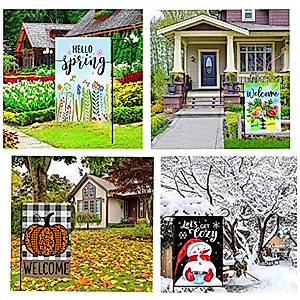 Yileqi Seasonal Garden Flag Set of 12 Double Sided Welcome Spring Easter Garden Flags, Small Yard Flag for Outside Décor 12x18 Inch, with Free Anti-Wind Clip and Stopper