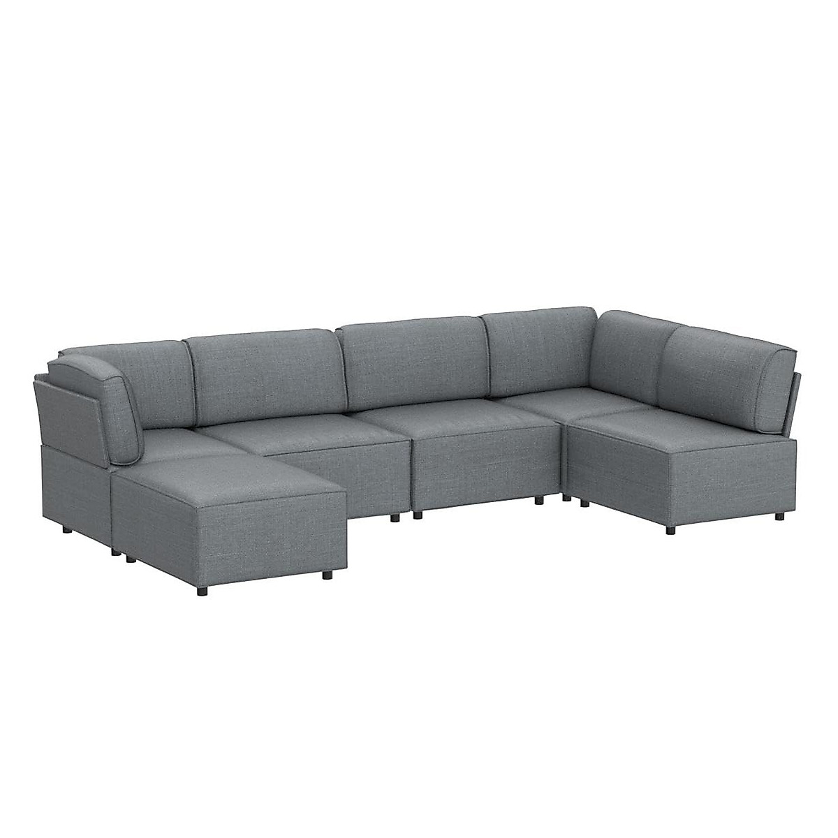 Mjkone Sleeper Sectional Sofa Bed Convertible U Shaped Sofa with Ottoman Linen Fabric L Shaped Couch Variable Modular Sectional Sofa Couches for Living Room Apartment Small Space, Light Grey