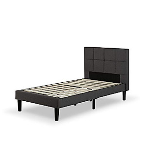 ZINUS Lottie Upholstered Platform Bed Frame / Mattress Foundation / Wood Slat Support / No Box Spring Needed / Easy Assembly, Grey, Twin