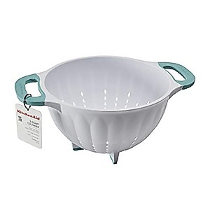 KitchenAid KE166OSAQA Classic Plastic Colander, 5-Quart, Aqua Sky