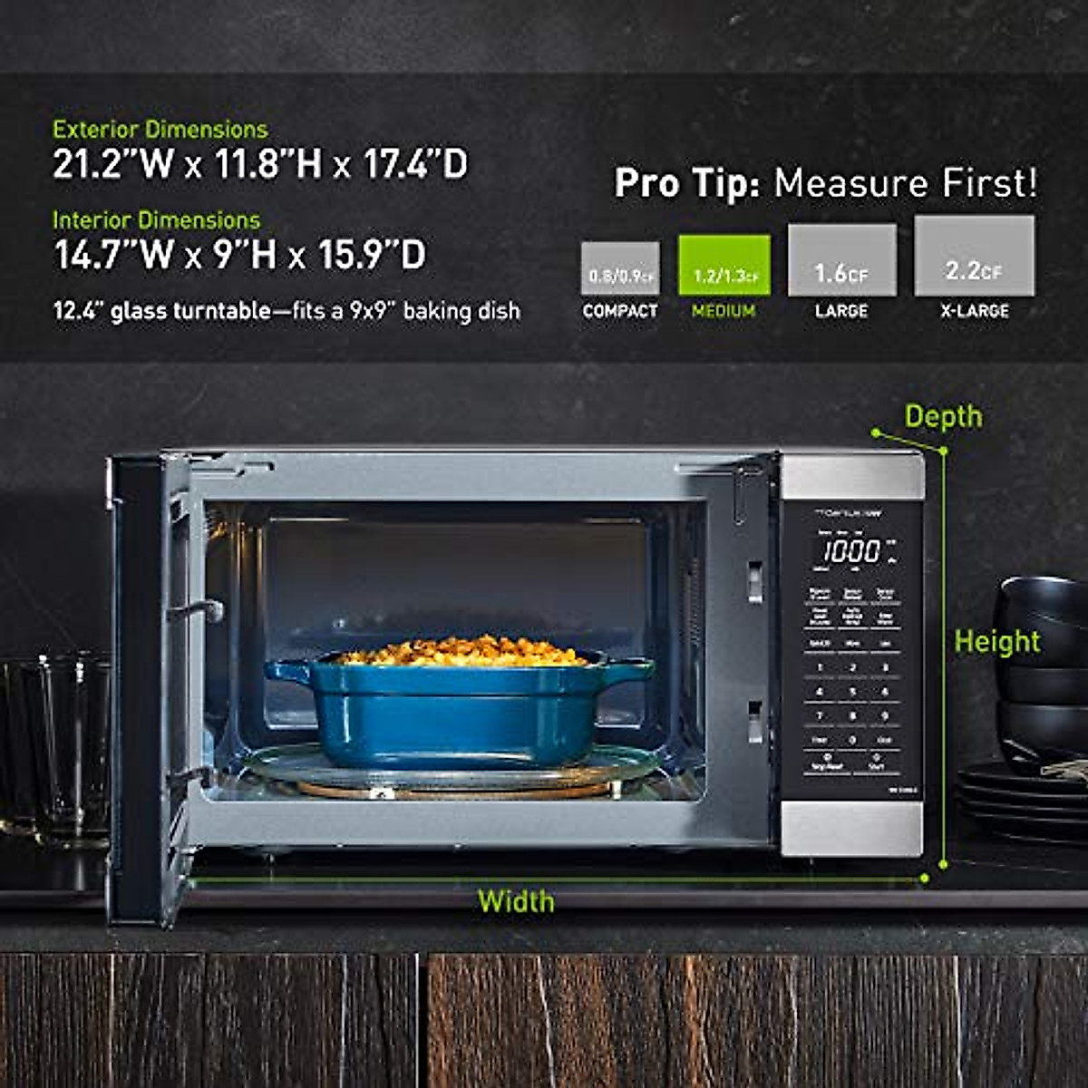 Panasonic NN-SU66LS 1100W with Genius Sensor Cook and Auto Defrost Countertop Microwave Oven, 1.3 cu ft, Stainless Steel