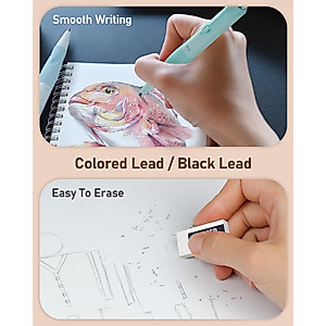 Nicpro 31PCS Pastel Mechanical Pencil Set in Case, Cute Mechanical Pencils 0.5, 0.7, 0.9 mm & 2.0 mm with 15 Tube (HB 2B Colors)Lead Refills, 3 Erasers, Aesthetic School Supplies for Writing Sketching