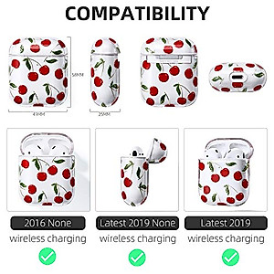 AKABEILA Airpods Case Cover,Compatible with Apple Airpods 2 Case Cute Patterns Hard PC Custom Designer Airpods Case Clear Shockproof [Front LED Visible ] Anti-Fall Full Protector, Cherry