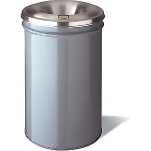 Justrite 26615G Cease-Fire Steel Paper Waste Receptacle with Aluminum Head, 15 Gallon Capacity, 15-1/8" OD x 25-3/4" Height, Gray