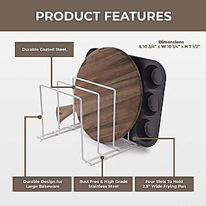 Stock Your Home White (2 Pack) Steel Baking Pan Organizer Rack for Cabinet or Counter, Holder for Kitchen Cutting Boards, Pot Lids, or Cookie Sheets - Rust Proof Wire, Drying Storage