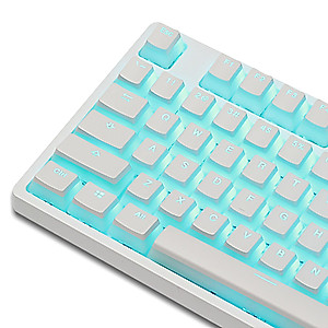 Happy Balls White Pudding Keycaps Backlit PBT Doubleshot Cherry MX Keyset OEM Profile for 61/87 TKL/104/108 MX Switches Mechanical Keyboard(White Pudding)