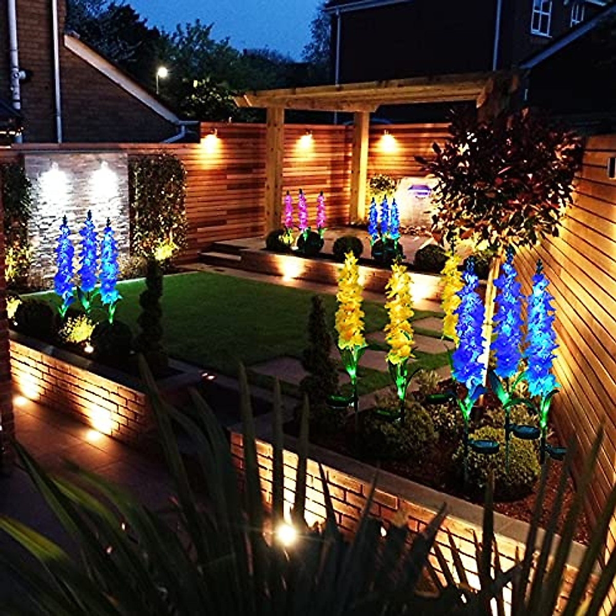 oidist Solar Lights Outdoor Garden Decor, 2pcs Solar Powered Violet Lights Flower Stake, Waterproof Solar Flower Lights for Garden, Corridor Yard Lawn Patio Pathway Balcony Pool Decorative