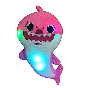 Children's Soft Plush Toy Shark with Music Singing & Lights, The Best Gift for Boys and Girls (Pink), 12 inches
