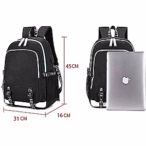 FDGDFG Anime Backpack Cosplay School Bag With USB Charging Port Laptop Backpack Unisex (Black5)