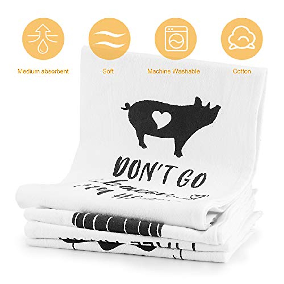 Miracu Funny Kitchen Towels Decorative Set of 4 - Flour Sack Dish Towels for Women, Fun Hand Towel, Tea Towels for Kitchen, Cute Mothers Day, House Warming Gift, Housewarming Gifts for New House Home